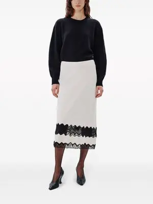 Another Tomorrow Lace High-waist Midi Skirt