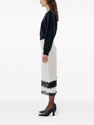 Another Tomorrow Lace High-waist Midi Skirt