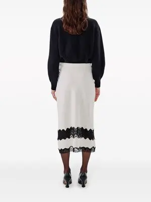 Another Tomorrow Lace High-waist Midi Skirt