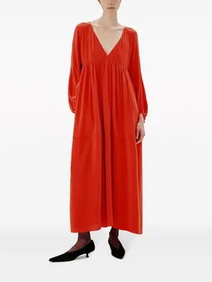 Another Tomorrow Pleated Empire Midi Dress