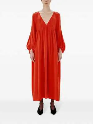Another Tomorrow Pleated Empire Midi Dress