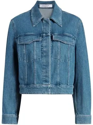 Another Tomorrow Seam-detail Cropped Jacket - Blue