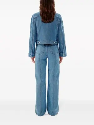 Another Tomorrow Seam-detail Cropped Jacket - Blue