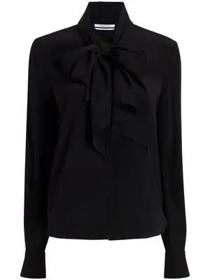 Another Tomorrow Pussy-bow Silk-crepe Blouse