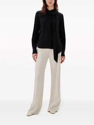 Another Tomorrow Pussy-bow Silk-crepe Blouse