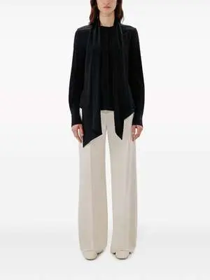 Another Tomorrow Pussy-bow Silk-crepe Blouse
