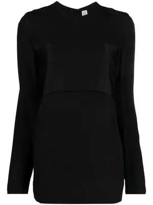 TOTEME Crepe-texture Long-sleeved Top - Black