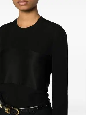 TOTEME Crepe-texture Long-sleeved Top - Black