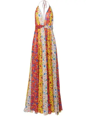 Carolina Herrera Floral-print Halterneck Gown - Red