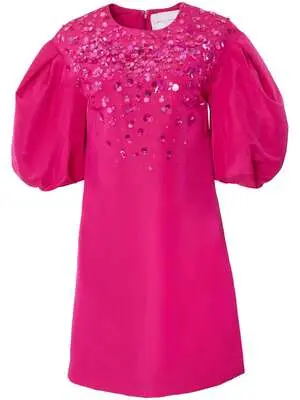 Carolina Herrera Sequin-embellished Puff-sleeve Shift Minidress