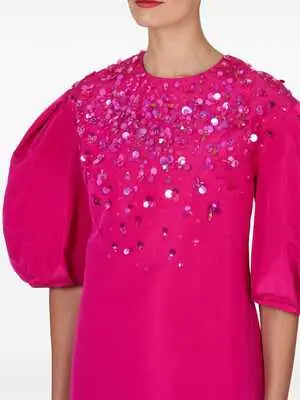 Carolina Herrera Sequin-embellished Puff-sleeve Shift Minidress