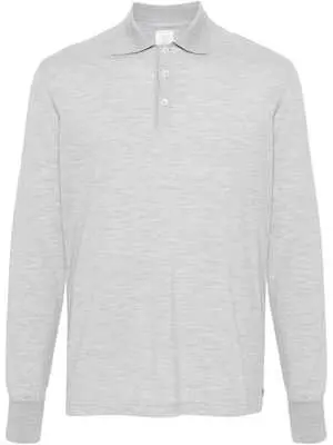 Eleventy Mélange Long-sleeve Polo Shirt - Grey