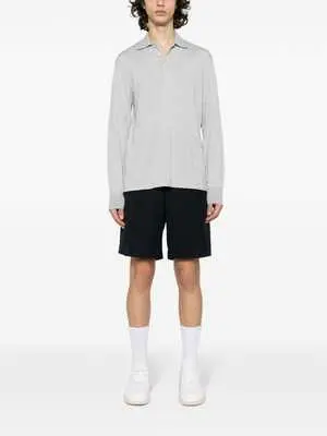 Eleventy Mélange Long-sleeve Polo Shirt - Grey