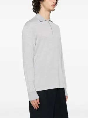 Eleventy Mélange Long-sleeve Polo Shirt - Grey