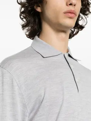 Eleventy Mélange Long-sleeve Polo Shirt - Grey