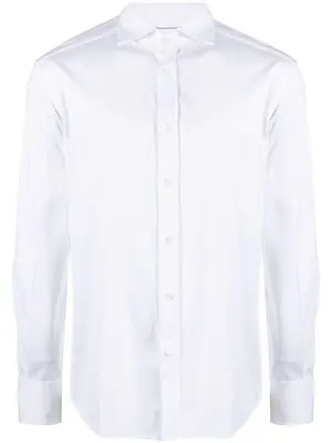 Brunello Cucinelli Spread-collar Cotton Shirt - White