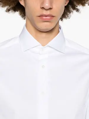 Brunello Cucinelli Spread-collar Cotton Shirt - White