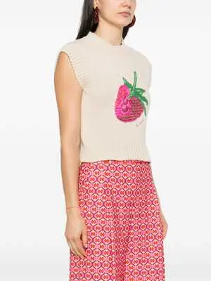 La DoubleJ Lampone Embroidered Knitted Vest