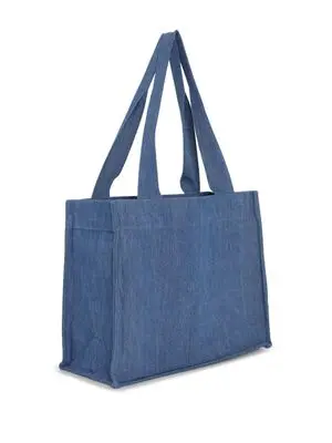 GANNI Logo-print Denim Shoulder Bag
