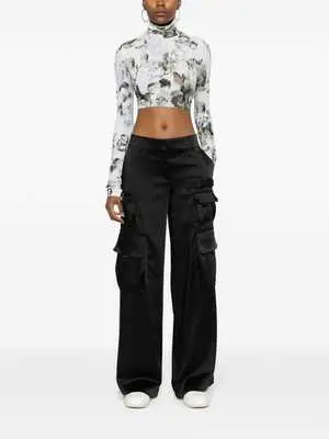 Off-White Satin Cargo Trousers - Black