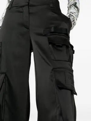 Off-White Satin Cargo Trousers - Black