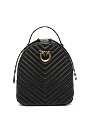 Pinko Love Chevron Leather Backpack - Black