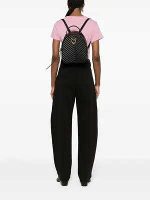 Pinko Love Chevron Leather Backpack - Black