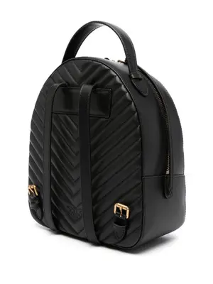 Pinko Love Chevron Leather Backpack - Black