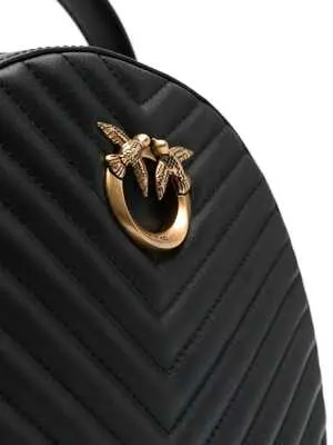 Pinko Love Chevron Leather Backpack - Black