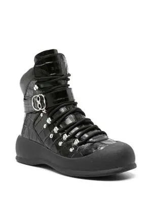 Bally Embossed Crocodile Lace-up Boots