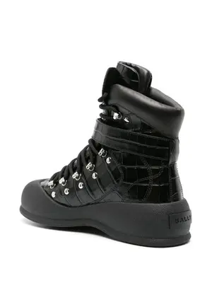 Bally Embossed Crocodile Lace-up Boots