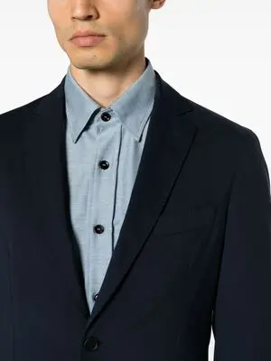 BOSS Notched-lapels Single-breasted Blazer - Blue