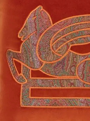 Etro Pegaso-embroidered Paisley-jacquard Cushion - Orange