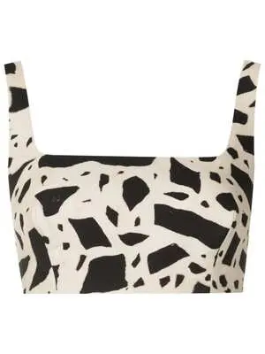 LENNY NIEMEYER Elos Abstract-print Crop Top - Neutrals