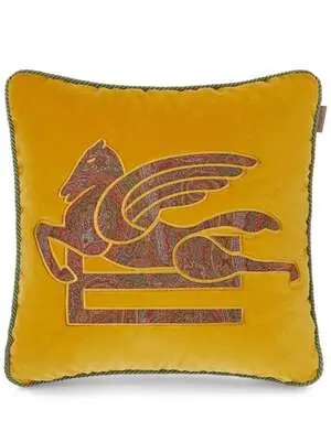 Etro Pegaso-embroidered Paisley-jacquard Cushion - Yellow