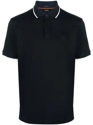 BOSS Logo-patch Slim-fit Polo Shirt In Stretch Cotton