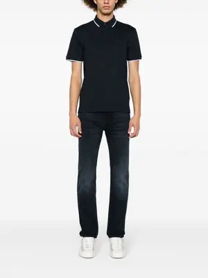 BOSS Logo-patch Slim-fit Polo Shirt In Stretch Cotton