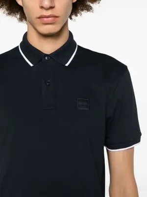 BOSS Logo-patch Slim-fit Polo Shirt In Stretch Cotton