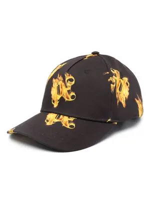 Palm Angels Burning Monogram Baseball Cap - Black