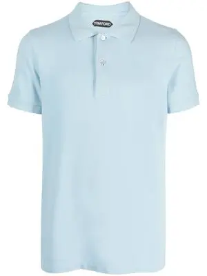 TOM FORD Cotton Piqué Polo Shirt - Blue