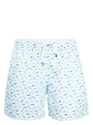 Fedeli Madeira Dolphin-print Swim Shorts - White