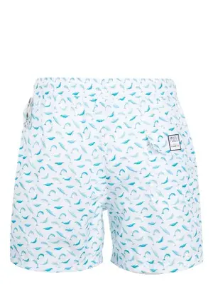 Fedeli Madeira Dolphin-print Swim Shorts - White
