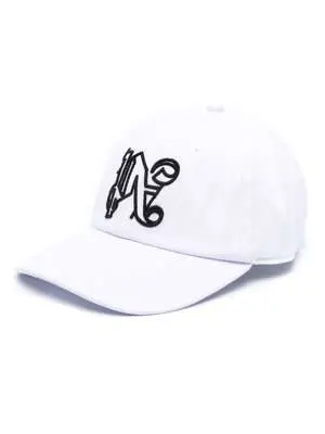 Palm Angels Monogram Embroidered Baseball Cap - White