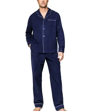 PETITE PLUME Cotton Flannel Pajama Set - Navy