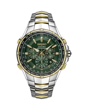 SEIKO Coutura Radio Sync Solar Chronograph, 46mm - Green/two-tone