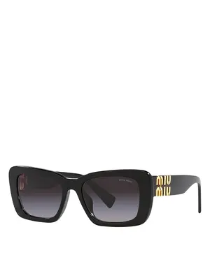 Miu Miu Rectangle Sunglasses, 53mm - Black/gray Gradient