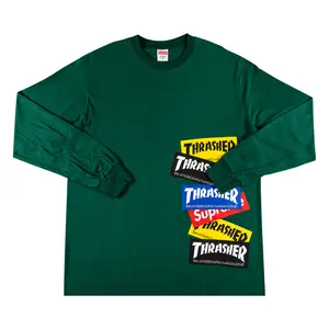 Supreme X Thrasher Multi Logo Long-sleeve Tee 'dark - Green