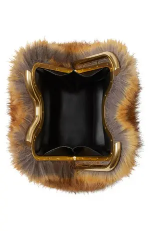 Burberry Medium B Frame Faux Shearling Clutch
