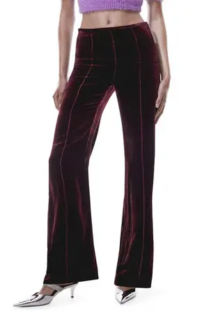 Mango Seamed Velvet Flare Pants