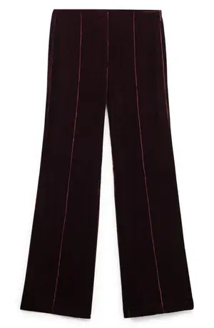 Mango Seamed Velvet Flare Pants